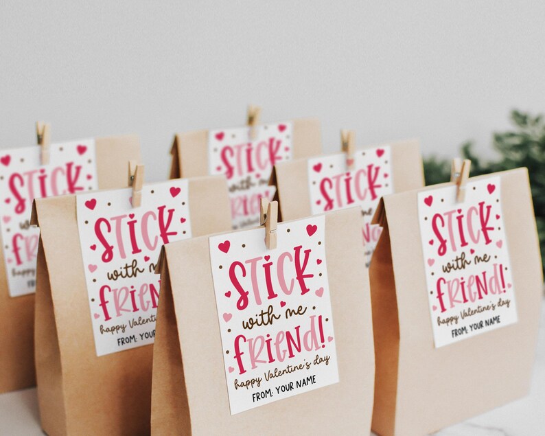 Stick With Me Friend Valentine's Day Tag, Printable Gift Tag, Digital ...