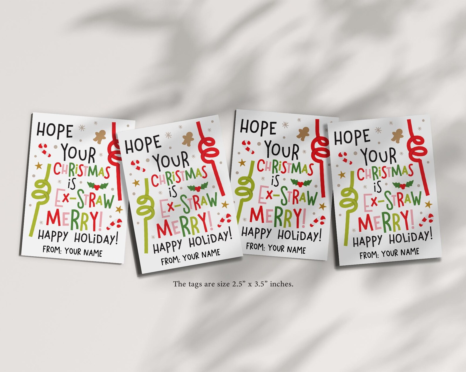 Christmas Gift Tags, Ex-straw Merry Printable, Spiral Drink Labels ...