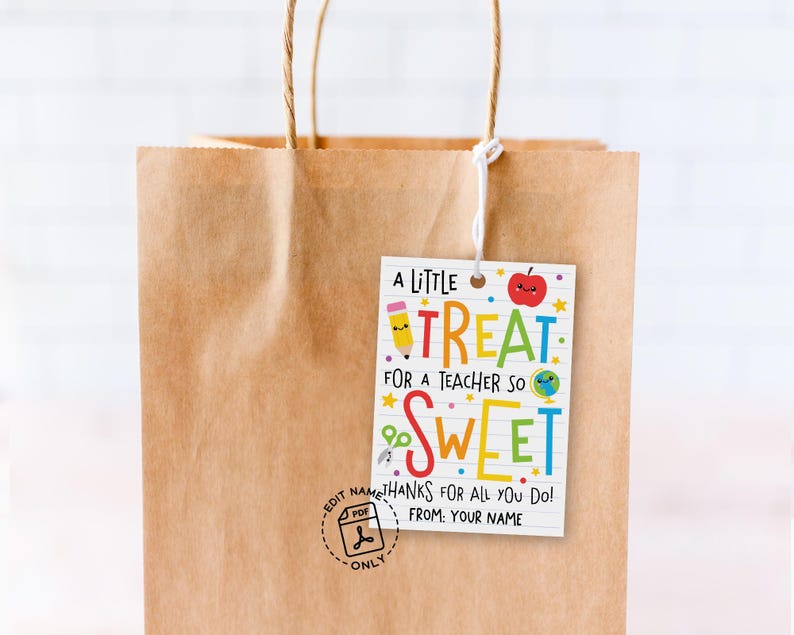Teacher Appreciation Gift Tag Printable for Sweet Treat Week With Thank ...