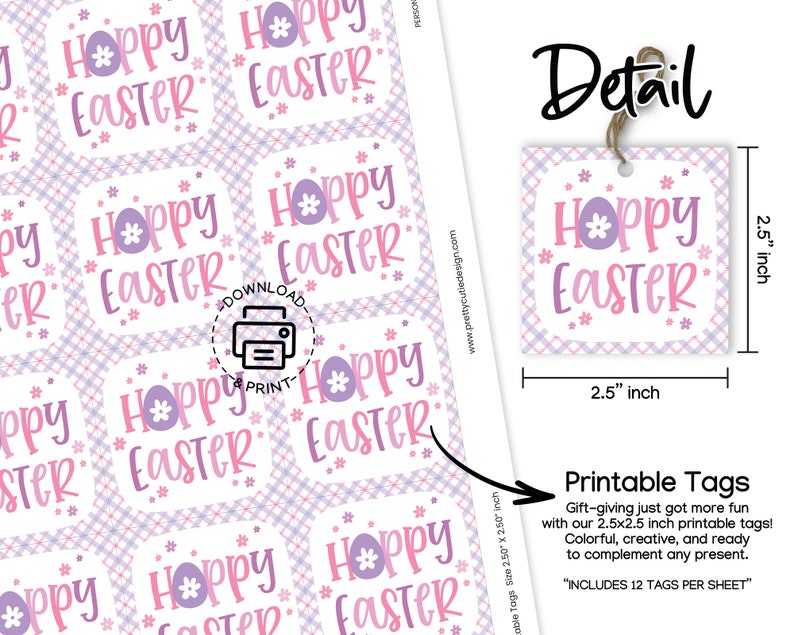 Hoppy Easter Printable Gift Tags, Classroom Treat Stickers (digital ...