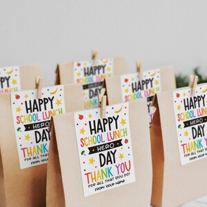 School Lunch Hero Day Gift Tag Printable, School Lunch Lady Tag, School ...