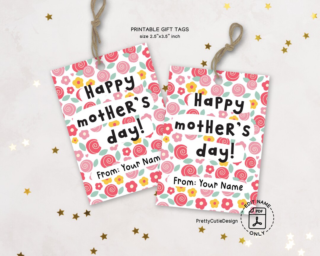 Mothers Day Gift Tags Printable, Mothers Day Flowers Tag, Mother's Day ...