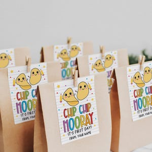 Happy First Day of School Chip Chip Hooray Tag, Back to School Tags ...