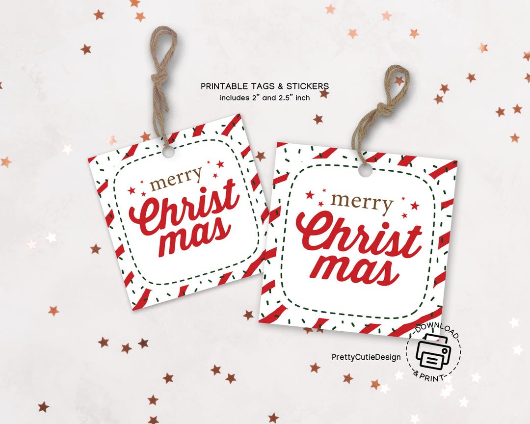 Merry Christmas Cookie Gift Tags, Sweet Christmas Favor Tags, Printable ...