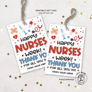 Happy Nurses Week Gift Tag Printable, Nurse Appreciation Tag, Nurses ...