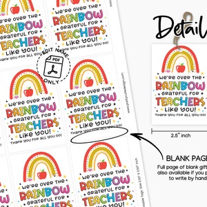 Over the Rainbow Teacher Appreciation Tag, Teacher Appreciation Week ...