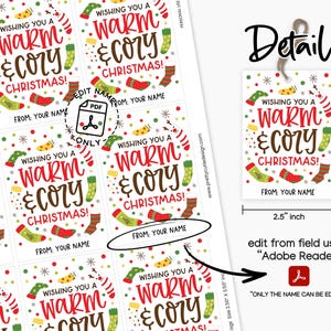 Fuzzy Socks Christmas Gift Tags, Wishing You a Warm and Cozy Christmas ...