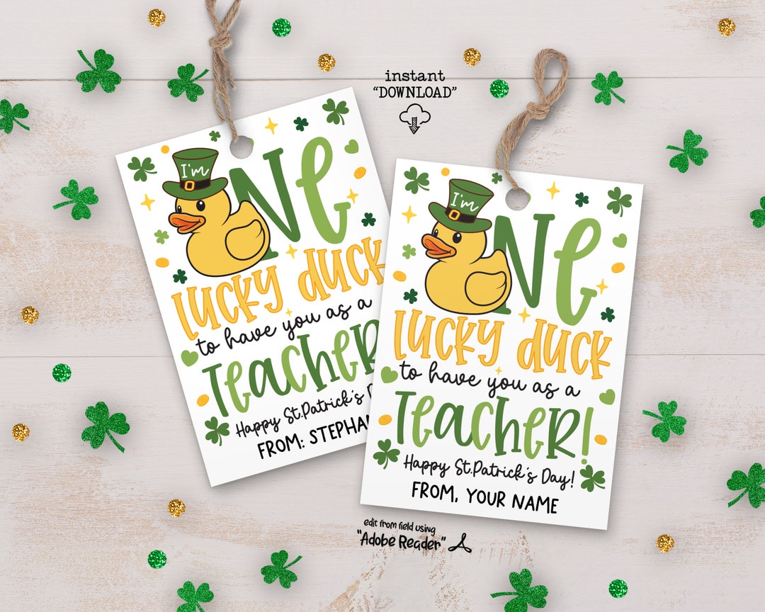 One Lucky Duck St Patricks Day Tag, Rubber Duck Tags, Happy St Patricks ...