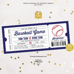 Baseball Game Ticket Gift Template, Baseball Gift Certificate Birthday ...