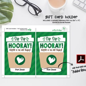 Sip Sip Hooray Coffee is on Me Today Coffee Gift Card | Etsy