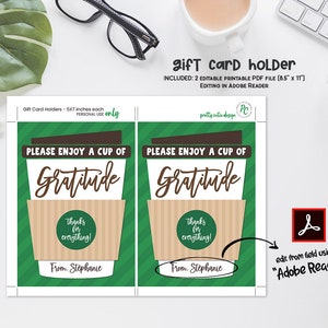 Please Enjoy a Cup of Gratitude Coffee Gift Card Holder | Etsy