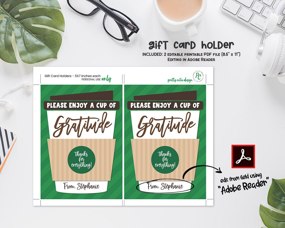 Please Enjoy a Cup of Gratitude Coffee Gift Card Holder - Etsy