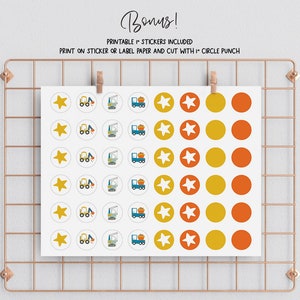 Construction Truck Reward Chart for Kids, Simple Kids Reward Chart ...
