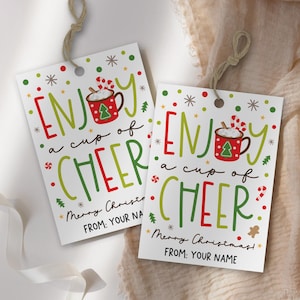Printable Enjoy a Cup of Cheer Tag, Hot Cocoa Holiday Gift Tag ...