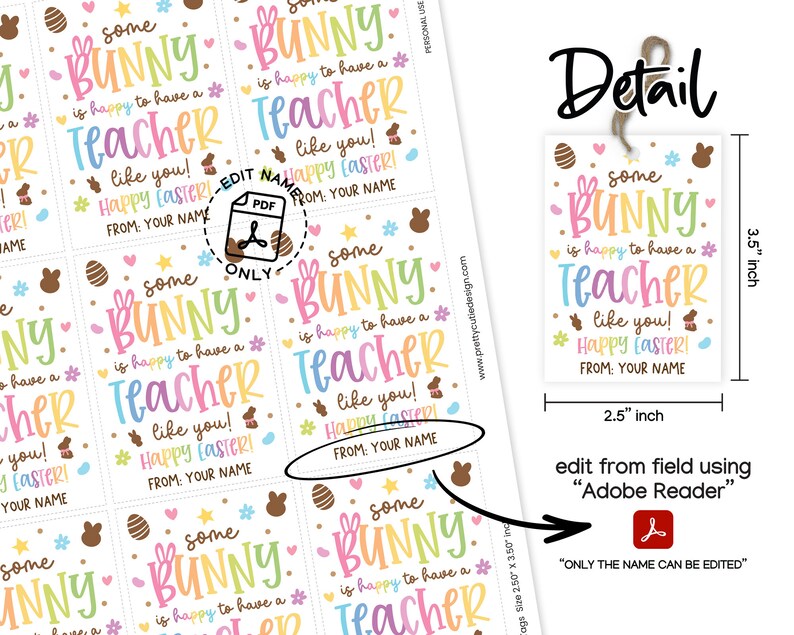 Happy Easter Printable Gift Tags, Easter Teacher Gift Tags, School ...