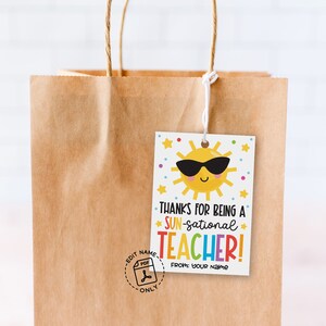 Summer Teacher Gift Tag, End of Year Teacher Gift Tag, Summer Teacher ...