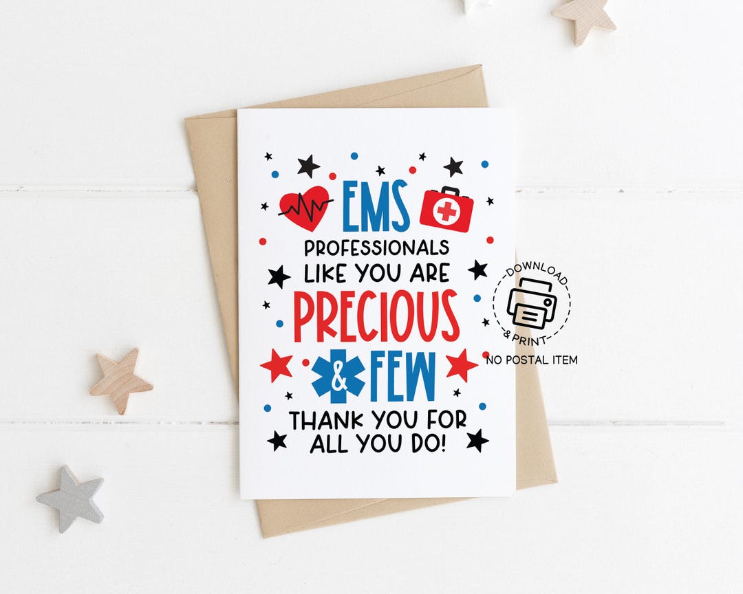 EMS Week Appreciation Card, Printable Thank You for EMT Paramedic ...