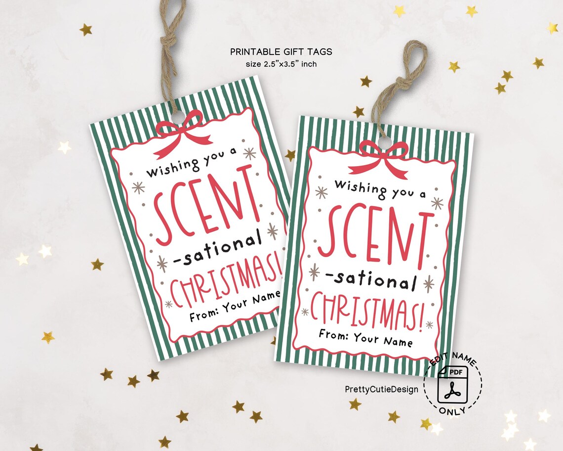 Christmas Gift Tags, Scent-sational Candle Tag Printable, Holiday Bath ...