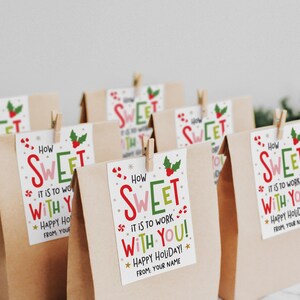 Christmas Coworker Gift Tags, Sweet to Work With You Printable, Holiday ...