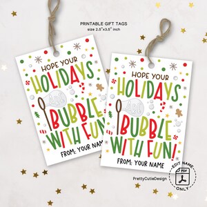 Christmas Bubbles Gift Tags, Hope Your Holidays is Bubbles of Fun ...