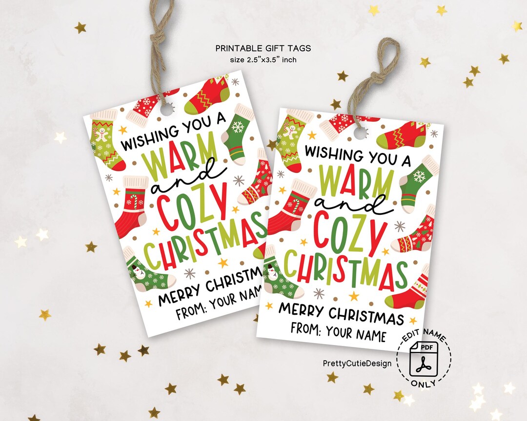 Fuzzy Socks Christmas Gift Tags Printable, Warm and Cozy Stockings ...