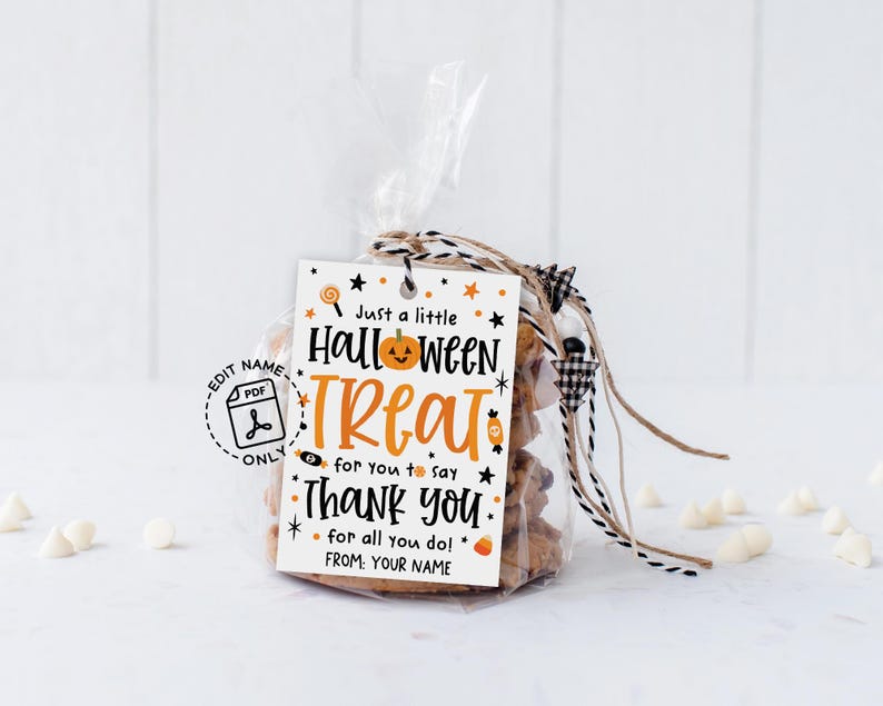 Halloween Treat Gift Tags: Printable Thank You Tags (digital Download ...