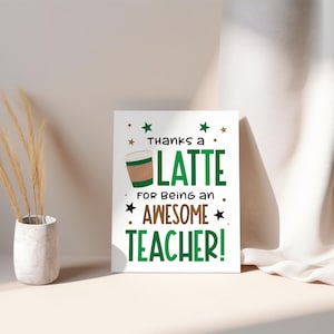 Thanks a Latte Teacher Sign Printable, Coffee Themed Teacher ...