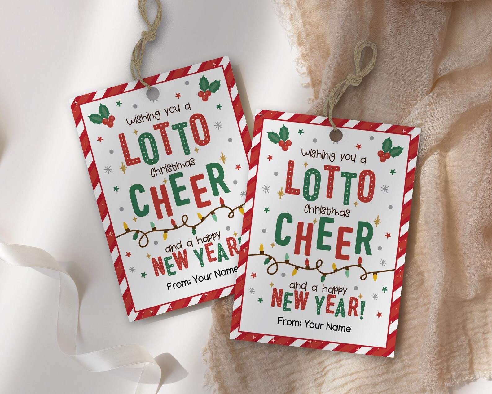 Lottery Scratch-off Gift Tags, Lotto Christmas Cheer Printable, Holiday ...