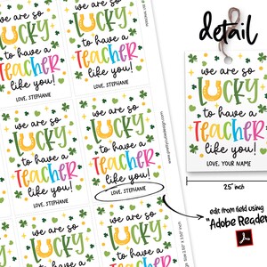 Teacher St Patricks Day Gift Tag Printable, Lucky to Have Teacher Like ...