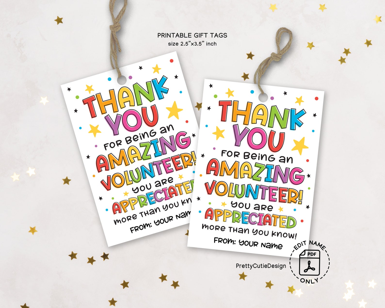 Volunteer Appreciation Gift Tags: Printable Thank You (PDF Pattern) - Etsy