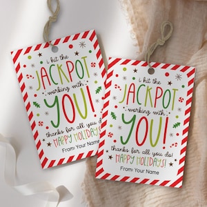 Christmas Lotto Gift Tags Printable, I Hit the Jackpot Working With You ...