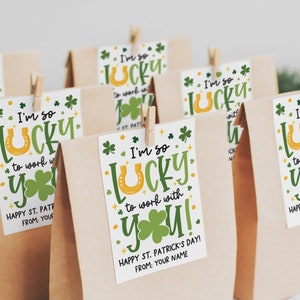 Happy St Patricks Day Printable Gift Tags, Lucky to Work With You Co ...