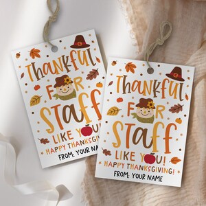 Thankful for Staff Like You Thanksgiving Gift Tags Printable, Fall ...