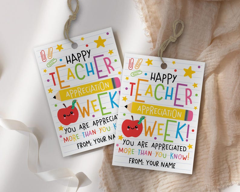 Teacher Appreciation Week Gift Tag Printable With Rainbow School ...