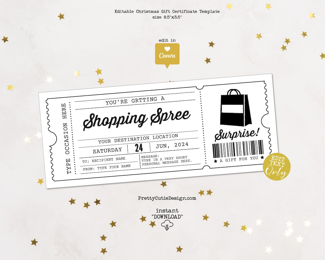 Shopping Spree Gift Certificate Template, Shopping Day Gift Voucher ...