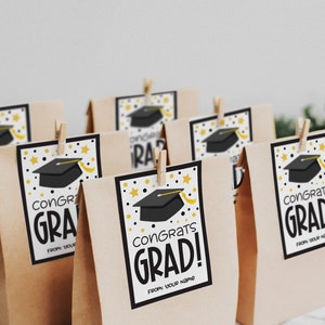 Congrats Grad Gift Tag Printable, Graduation Party Favor Tag for Senior ...
