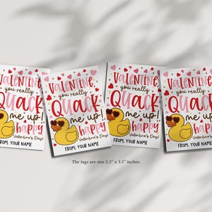 Valentine Rubber Duck Tags, Rubber Ducky Valentine Tag, Non-candy Gift ...