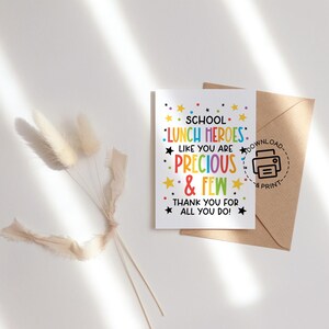 School Lunch Hero Day Printable Card, Thank You Note for Lunch Staff ...