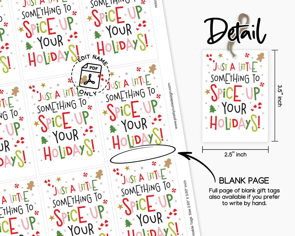 Christmas Gift Tags, Spice up Your Holidays Printable, Spicy Treat Bag ...