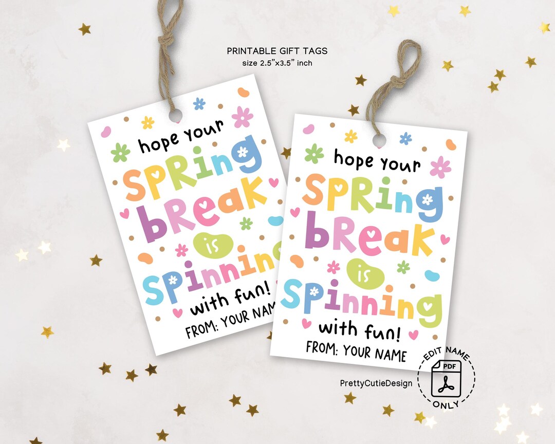 Spring Break Gift Tags Printable, Spinning With Fun, Classroom Treat ...