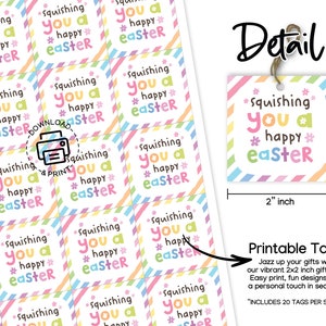 Easter Printable Gift Tags, Squishing You a Happy Easter Gift Tag ...