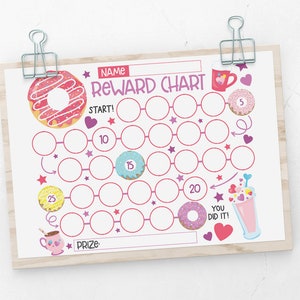 Donut Reward Chart for Kids, Simple Kids Reward Chart, Cute Donut ...