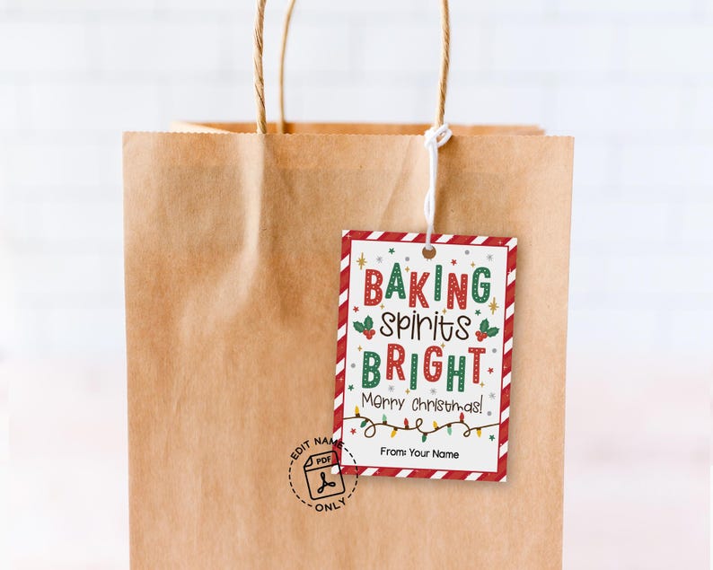 Baking Spirits Bright Christmas Gift Tags, Cookie Exchange Treat Bag ...