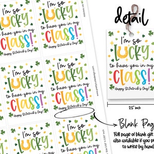 Classroom St Patricks Day Gift Tag Printable, Lucky to Have You in ...