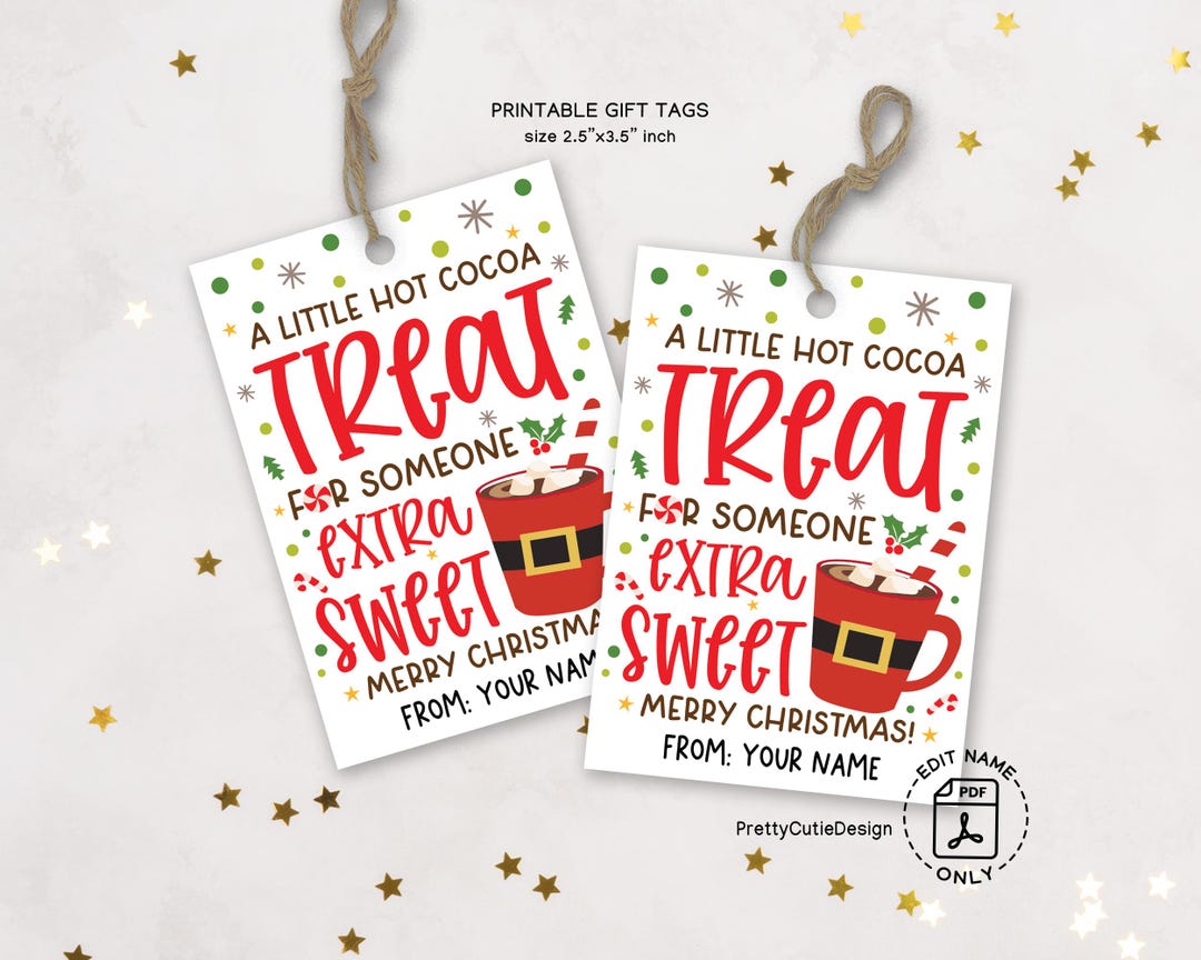 Hot Chocolate Christmas Gift Tags Printable, Hot Cocoa Treat for ...