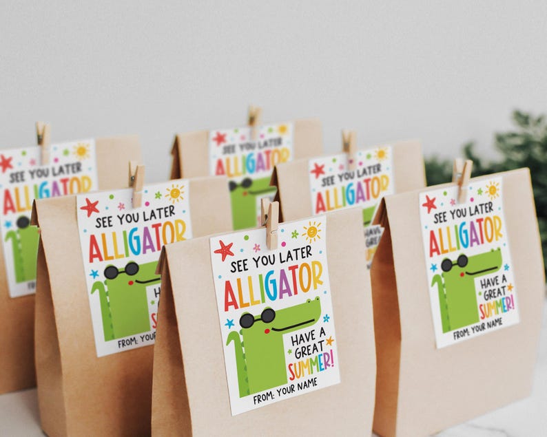 Alligator Summer Gift Tags: Last Day of School Printable (PDF) - Etsy
