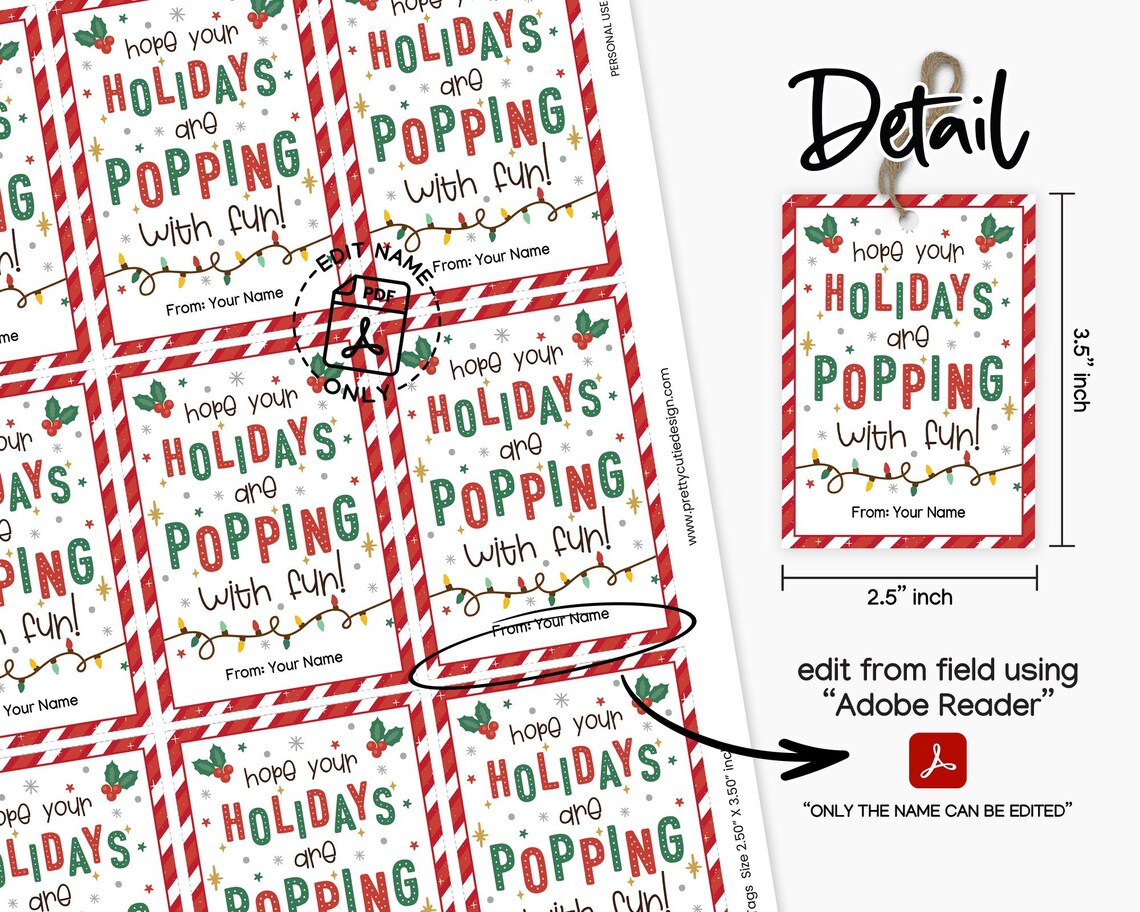 Popcorn Christmas Gift Tags, Popping With Fun Printable, Classroom ...
