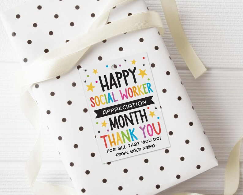Social Work Month Gift Tag Printable, Social Worker Appreciation Tag ...