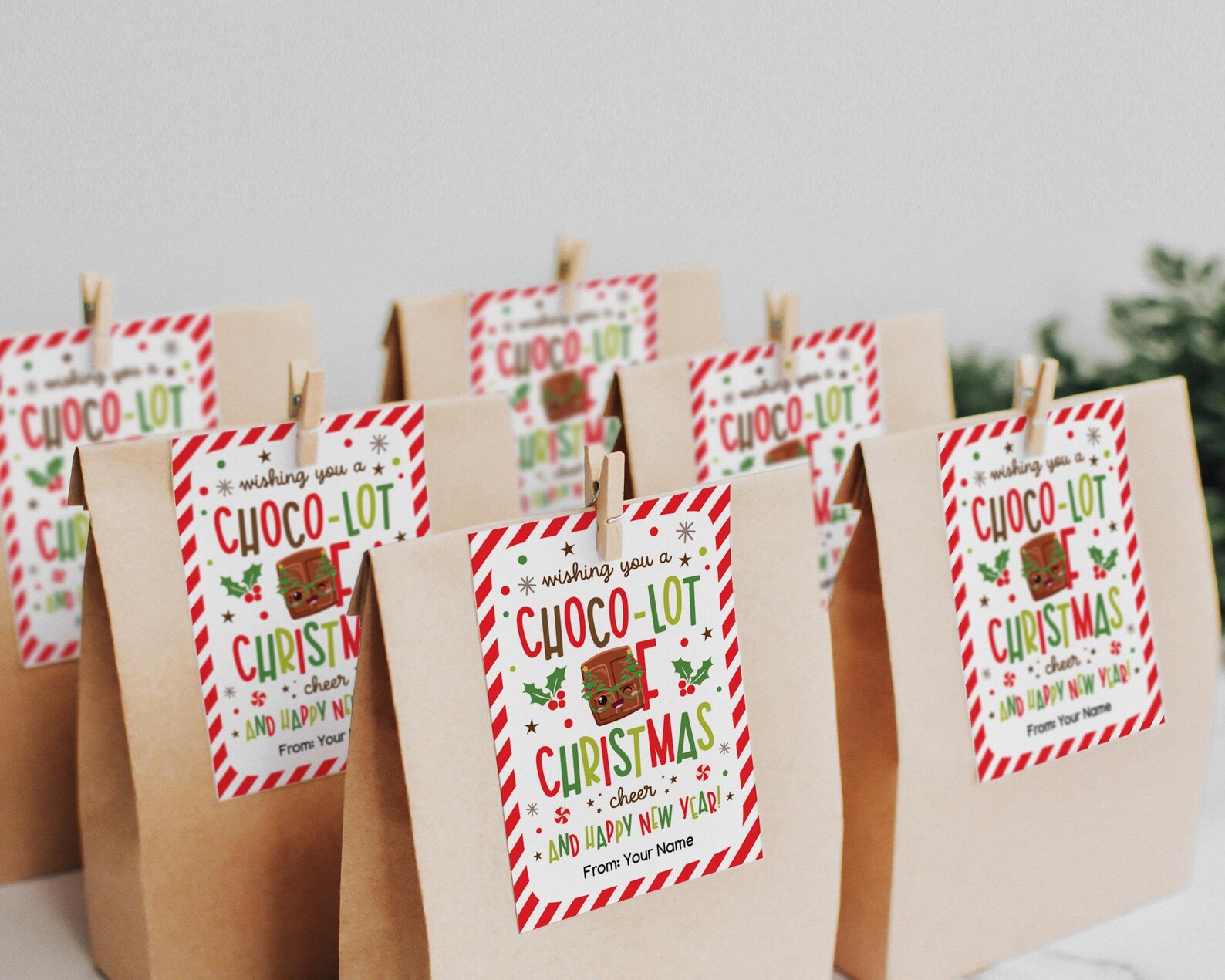 Christmas Chocolate Gift Tags Printable, Funny Choco-lot Pun Labels ...