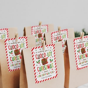 Chocolate Christmas Gift Tags Printable, Wishing You a Choco-lot of ...